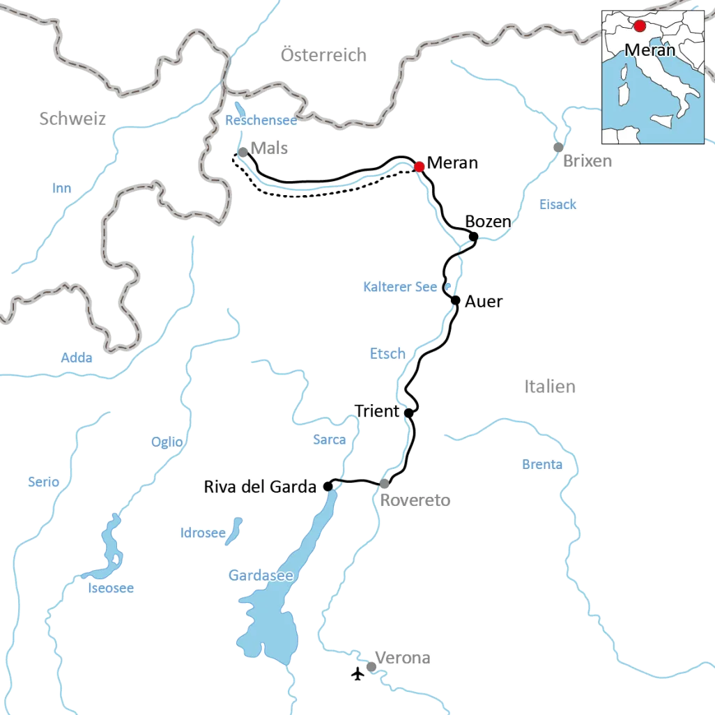 Radtour von Meran zum Gardasee | Radweg-Reisen